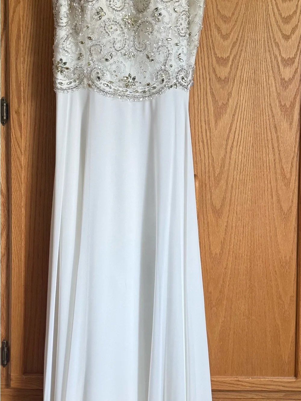 Dresses | Beaded White Formal Gown With Embellished Bodice | Poshmark
